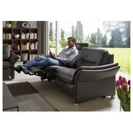 2,5-Sitzer Hukla "HU-SF15058 Ledersofa, Breite 194 cm", schwarz (torro anthrazit), B:194cm H:91cm T:92cm, Sofas, aus Leder, optional Kopfst&uuml;tze u. WallAway-Funktion