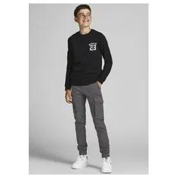 Jack & Jones Cargohose JACK & JONES JUNIOR "JPSTPAUL JJFLAKE 542 ASPHALT NOOS JNR", Jungen, Gr. 170, N-Gr, grau (asphalt), Web, Obermaterial: 98% Baumwolle, 2% Elasthan, unifarben, regular fit normal, Hosen Cargohose