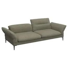 3-Sitzer FLEXLUX "Salino, Funktionssofa, Relaxsofa", gr&uuml;n (fall gr&uuml;n), B:248cm H:88cm T:105cm, 62% Polyester, 17% Cotton, 14% Viscose, 7% Linen, Sofas, Sofa mit Arm- und Kopfteil-Verstellungen, Kaltschaum & Stahl-Wellen