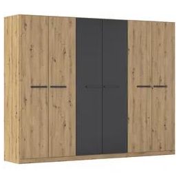 Dreht&uuml;renschrank Rauch "Kleiderschrank Schrank Garderobe Garderobenschrank Stauraumwunder MODI", grau (eiche artisan, graumetallic), B:271cm H:210cm T:54cm, Holzwerkstoff, Schr&auml;nke, Dreht&uuml;renschrank, optional mit Spiegel MADE IN GERMANY