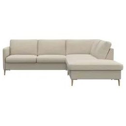 Ecksofa FLEXLUX "Fiore, L-Form, super bequem durch Kaltschaum im Sitz", wei&szlig; (sanftes wei&szlig;), B:234cm H:85cm T:225cm, 100% Polyester, Sofas, Ecksofa, schmale Armlehnen, F&uuml;&szlig;e Alu/Eiche, B/T 234/225 cm