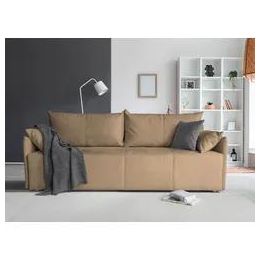 Schlafsofa Collection AB "CAB, B: 216 cm, Liegefl. 140x198 cm", beige (sand), B:216cm H:84cm T:94cm, 100% Polyester, Sofas, Schlafsofa, Bettfunktion, Bettkasten & 2 Zierkissen, Federkern