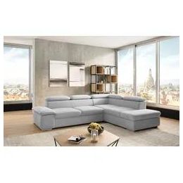 Sit & More Ecksofa SIT & MORE "Valentine L-Form, B: 272 cm", grau (steel), B:272cm H:73cm T:226cm, 100% Polyester, Sofas, Ecksofa, mit Arm- & Kopfteilverstellung, optional mit Bettfunktion
