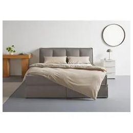 Boxspringbett "Addyson", grau (elephant), B:190cm L:230cm, 100% Polyester, LeGer Home by Lena Gercke, Komplettbetten, Boxspringbett, Boxspringbett inkl. Topper, 2 Matratzen