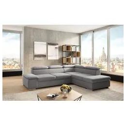 Sit & More Ecksofa SIT & MORE "Valentine L-Form, B: 272 cm", grau, B:272cm H:73cm T:226cm, 100% Polyester, Sofas, Ecksofa, mit Arm- & Kopfteilverstellung, optional mit Bettfunktion