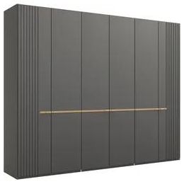 Kleiderschrank Musterring "Isabelle", grau (graphit, dekor), Schr&auml;nke, Graphit-Dekor, B/H/T: 295,2cm x 216cm x 58cm, T&uuml;ren: 6 Stk. Lamellen im Korpus-Farbton, Hartfaserplatte, Holzwerkstoff, Kleiderschrank, Lamellen in Korpusfarbe, Griffe in silber, versch. Gr&ouml;&szlig;en und Farben, B:295,2cm H:216cm T:58cm