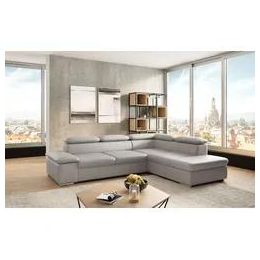 Sit & More Ecksofa SIT & MORE "Valentine L-Form, B: 272 cm", grau (light grau), B:272cm H:73cm T:226cm, NaturLEDER;Spannstoff, Sofas, Ecksofa, mit Arm- & Kopfteilverstellung, optional mit Bettfunktion