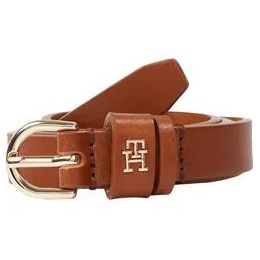 Lederg&uuml;rtel Tommy Hilfiger "ESSENTIAL EFFORTLESS 1.5", Damen, Gr. 90, braun (cognac), Rindsleder, unifarben, G&uuml;rtel Lederg&uuml;rtel, Ovale Einfachdornschlie&szlig;e, Logoemblem