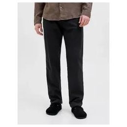 Jack & Jones Stoffhose JACK & JONES "JPSTKANE HYBRID BONDI JOGGER SN", Herren, Gr. L, N-Gr, schwarz, Web, Obermaterial: 80% Baumwolle, 20% Leinen, unifarben, relaxed fit kn&ouml;chellang, Hosen Stoffhose