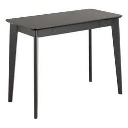 Schreibtisch Actona GROUP "Roxby", schwarz (schwarz, schwarz, schwarz), B:100cm H:75cm T:50cm, Tische, Schreibtisch, Schreibtisch, matt schwarz SH Lack Eiche Furnier, 100x50x75 cm