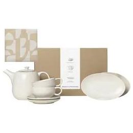 Teeservice Broste Copenhagen "Single Geschirr-Set Nordic Vanilla, inkl. 1 P&auml;ckchen Papierserviette", beige (cream), 8 Stk., Keramik, Geschirr-Sets, Beliebte Geschirr Sets Exclusiv mit Geschenk