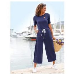 Jumpsuit Casual Looks, Damen, Gr. 22, Kurzgr&ouml;&szlig;en, blau (marine), 95% Viskose, 5% Elasthan, unifarben, lang, Overalls Jumpsuit