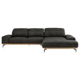 Wohnlandschaft Musterring "MR 2490 Ecksofa mit erstklassigem Sitzkomfort, Long-Life-Leder", grau (anthrazit, b), B:342cm T:207cm, Sofas, Wohnlandschaft, Bronze-Fu&szlig; Sitzh&ouml;he 46cm, wahlweise mit Funktionen, Ma&szlig;e 342 x 207 cm