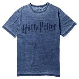 T-Shirt Recovered "Harry Potter Classic Logo Blue", Herren, Gr. XXL, blau, 100% Baumwolle, bedruckt, normal, Rundhals, Shirts T-Shirt, mit angesagtem Harry Potter-Print