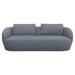 3-Sitzer FLEXLUX "Torino, rund und bequem, Couch, Dreisitzer", blau (navy blau), B:217cm H:85cm T:102cm, 62% Polyester, 17% Cotton, 14% Viscose, 7% Linen, Sofas, Modernes, organisches Sofa-Design, Kaltschaum, Wellenunterfederung