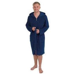 WEWO-Fashion Herrenbademantel WEWO FASHION "2031, ideal f&uuml;r Sauna & Spa, Hotelbademantel, Morgenmantel" Gr. L, blau (dunkelblau), L:110cm, Leichtfrottier, Hausm&auml;ntel, G&uuml;rtel