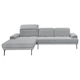 Ecksofa Musterring "MR 4580", grau (light grau), B:288cm H:79cm T:220cm, 100% Polyester, Sofas, Ecksofa, mit Kopf- und Sitztiefenverstellung, Metallfu&szlig; chrom, 288 x 193/220cm