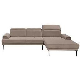 Ecksofa Musterring "MR 4580", grau (taupe), B:288cm H:79cm T:220cm, 100% Polyester, Sofas, Ecksofa, mit Kopf- und Sitztiefenverstellung, Metallfu&szlig; chrom, 288 x 193/220cm
