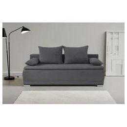 Schlafsofa WERK2 "Biggi komfortabel & elegant, Schlaffunktion, Bettkasten, Breite 206 cm", grau (dunkelgrau), B:206cm H:88cm T:91cm, 95% Polyester, 5% Nylon, Sofas, Schlafsofa, inkl. losen Kissen, Struktur weich ASTON, dunkelgrau