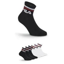 Kurzsocken Fila "UNISEX QUARTER PLAIN SOCKS", Herren, Gr. 39-42, schwarz-wei&szlig; (schwarz, wei&szlig;), Baumwollmischung, unifarben, normal, Socken, mit Logo-Schriftzug