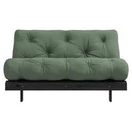 Daybett KARUP DESIGN "Roots Sofa Bed, Schlafsofa, Daybett, Bettfunktion, FSC-Massivholz", gr&uuml;n (olive gr&uuml;n), B:140cm H:85cm, Bezug: 80% Baumwolle, 20% Polyester, Daybetten, Inkl. Futonmatratze. Mehrere Gr&ouml;&szlig;en & Farben, Made in Europe