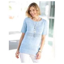 Rundhalspullover Classic Basics "Pullover", Damen, Gr. 42, blau (eisblau, meliert), 75% Polyacryl, 25% Baumwolle, unifarben, Pullover Rundhalspullover