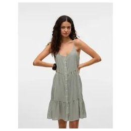 V&eacute;ro Moda Tr&auml;gerkleid VERO MODA "VMBUMPY SHORT SINGLET DRESS WVN GA NOOS", Damen, Gr. XS, N-Gr, laurel wreath stripes:snow wei&szlig;, Web, Obermaterial: 100% Viskose, gestreift, relaxed fit ca. Mitte Oberschenkel, Rundhals, Kleider Tr&auml;gerkleid, Sommerkleid