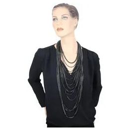 Lange Kette "Noir Allure", Damen, Gr. onesize, Metall, schwarz, Collezione Alessandro, Basic, Halsketten, mehrreihige Gliederkette