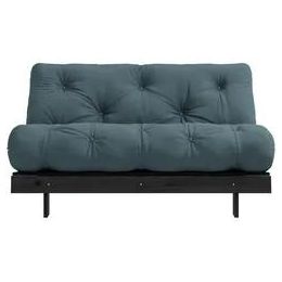 Daybett KARUP DESIGN "Roots Sofa Bed, Schlafsofa, Daybett, Bettfunktion, FSC-Massivholz", blau (petrol blau), B:140cm H:85cm, Bezug: 80% Baumwolle, 20% Polyester, Daybetten, Inkl. Futonmatratze, in mehreren Gr&ouml;&szlig;en & Farben erh&auml;ltlich