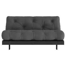 Daybett KARUP DESIGN "Roots Sofa Bed, Schlafsofa, Daybett, Bettfunktion, FSC-Massivholz", grau (dunkelgrau), B:160cm H:85cm, Bezug: 80% Baumwolle, 20% Polyester, Daybetten, Inkl. Futonmatratze. Mehrere Gr&ouml;&szlig;en & Farben, Made in Europe