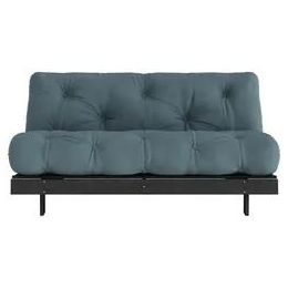 Daybett KARUP DESIGN "Roots Sofa Bed, Schlafsofa, Daybett, Bettfunktion, FSC-Massivholz", blau (petrol blau), B:160cm H:85cm, Bezug: 80% Baumwolle, 20% Polyester, Daybetten, Inkl. Futonmatratze. Mehrere Gr&ouml;&szlig;en & Farben, Made in Europe