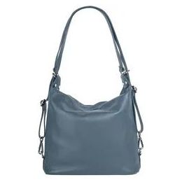 Shopper Samantha Look, Damen, Gr. B/H/T: 31cm x 29cm x 11cm onesize, blau, Leder, leicht gl&auml;nzend, unifarben, Taschen Shopper, echt Leder, Made in Italy
