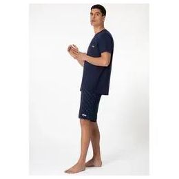 Shorty Fila "MAN JERSEY PYJAMAS", Herren, Gr. M, blau (navy), Jersey, Obermaterial: 100% Baumwolle, unifarben, regular fit kurz, Rundhals, Homewear-Sets Shorty, Hose gepunktet mit Gummizug, Shirt mit Rundhalsausschnitt