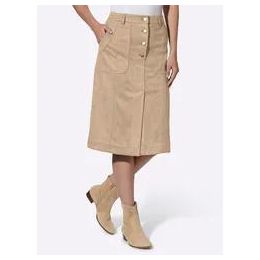 Lederimitatrock Inspirationen, Damen, Gr. 54, beige, 90% Polyester, 10% Elasthan, unifarben, wadenlang, R&ouml;cke