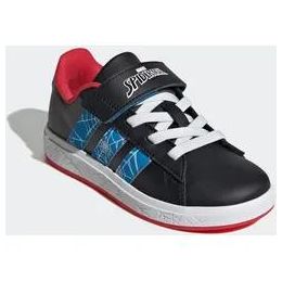 Klettschuh Adidas SPORTSWEAR "Adidas MARVEL SPIDER-MAN GRAND COURT", M&auml;dchen, Gr. 37, schwarz (core schwarz, bright blau, pure ruby), Synthetik, Schuhe Klettschuh, f&uuml;r Kinder & Jugendliche