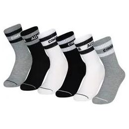 Socken Converse "CHN BASIC WORDMARK CREW 6PK", Damen, Gr. 38-40, grau (dk grau heat), Obermaterial: 97% Polyester, 3% Elasthan, Socken Socken, speziell f&uuml;r Kinder, 6 Teile im Set, aus Polyester und Elasthan