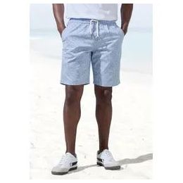 Shorts John Devin "Bermuda", Herren, Gr. M, N-Gr, blau (blau bedruckt), Web, Obermaterial: 97% Baumwolle, 3% Elasthan, bedruckt, regular fit kurz, Hosen Shorts, kurze Hose aus elastischer, gewebter Baumwollqualit&auml;t