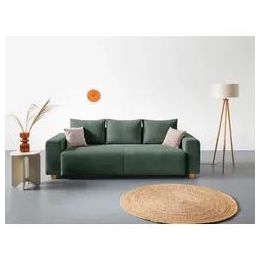 Schlafsofa Collection AB "Yves, B: 243 cm, Liegefl. 142x194 cm", gr&uuml;n (flaschengr&uuml;n), B:243cm T:94cm, 100% Polyester, Sofas, Schlafsofa, Bettfunktion, Bettkasten & 2 Zierkissen, Federkern