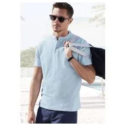 Henleyshirt John Devin "mit Stehkragen", Herren, Gr. L (52/54), blau (hellblau), Piqu&eacute;, Obermaterial: 100% Baumwolle, unifarben, regular fit normal, Rundhals, abgesteppte Kante, Shirts, Regular-Fit, aus Baumwoll-Piqu&eacute;
