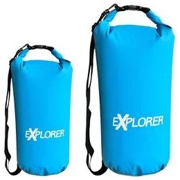 Aufbewahrungstasche EXPLORER "Packsack Rollsack 10 L / 20 L wasserdicht, mit Schultergurt" Gr. 20, blau, Taschen, Kinder, 20, PVC, Rolltop Tasche f&uuml;r Sup Camping Kajak Wandern Angeln Bootfahren Rafting