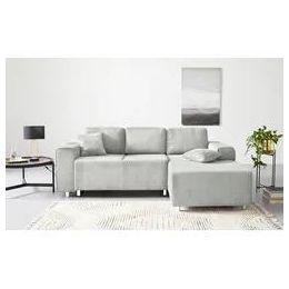 Ecksofa Home Affaire "Gy&ouml;r", beige (creme), B:235cm H:88cm T:160cm, 100% Polyester, Sofas, Ecksofa, L-Form, wahlweise mit Bettfunktion und Bettkasten incl. 2 Zierkissen