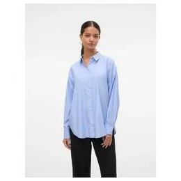 V&eacute;ro Moda Langarmbluse VERO MODA "VMFANNI LS SHIRT WVN GA NOOS", Damen, Gr. XS, blau (hydrangea stripes:sana), Web, Obermaterial: 55% Polyester, 45% Baumwolle, gestreift, oversize, Blusen