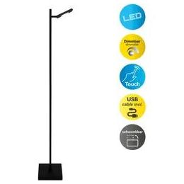 N&auml;ve N&Auml;VE LED Stehlampe "Lupa", schwarz, 1, H: 135cm, 1 Stk., Leuchten, Akkuleuchte, USB-C Kabel, schwarz, dimmbar(Touch), Schirm drehbar, LED Stehlampe