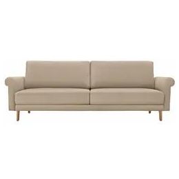3-Sitzer "CR.450, Designsofa, Loungesofa", beige (beige 534, 20), B:208cm H:85cm T:95cm, NaturLEDER OSKAR (echtes Rindsleder);Chenille COCO (72% Polyester 15% Baumwolle 13% Polyacryl), CREATION BY ROLF BENZ, Sofas, modern Landhaus, Breite 208 cm, F&uuml;&szlig;e in Nussbaum