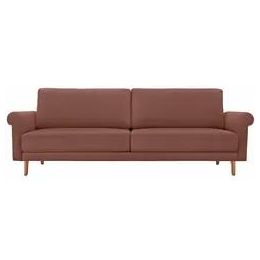 3-Sitzer "CR.450, Designsofa, Loungesofa", braun (signalbraun 534, 44), B:208cm H:85cm T:95cm, NaturLEDER OSKAR (echtes Rindsleder);Chenille COCO (72% Polyester 15% Baumwolle 13% Polyacryl), CREATION BY ROLF BENZ, Sofas, modern Landhaus, Breite 208 cm, F&uuml;&szlig;e in Nussbaum