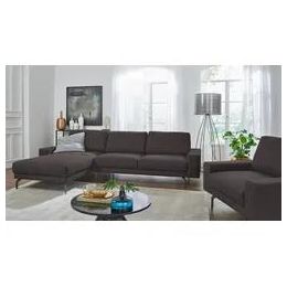 Ecksofa "CR.450, Designecksofa, L-Form", braun (schwarzbraun 064, 49), B:274cm H:85cm T:178cm, Luxus-Microfaser (100% Polyester), CREATION BY ROLF BENZ, Sofas, Ecksofa, Armlehne breit und niedrig, Alugussf&uuml;&szlig;e in umbragrau, Breite 274 cm