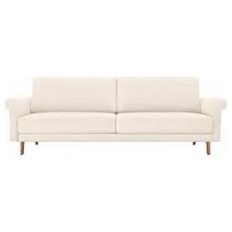 3-Sitzer "CR.450, Designsofa, Loungesofa", wei&szlig; (perlwei&szlig; 534, 12), B:208cm H:85cm T:95cm, NaturLEDER OSKAR (echtes Rindsleder);Chenille COCO (72% Polyester 15% Baumwolle 13% Polyacryl), CREATION BY ROLF BENZ, Sofas, modern Landhaus, Breite 208 cm, F&uuml;&szlig;e in Nussbaum