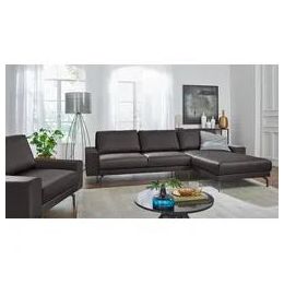 Ecksofa "CR.450, Designecksofa, L-Form", braun (graubraun 534, 49), B:274cm H:85cm T:178cm, Luxus-Microfaser (100% Polyester), CREATION BY ROLF BENZ, Sofas, Ecksofa, Armlehne breit und niedrig, Alugussf&uuml;&szlig;e in umbragrau, Breite 274 cm
