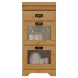 Unterschrank Home Affaire "R&uuml;gen", beige (natur), B:40cm H:88cm T:60cm, Massivholz, Schr&auml;nke, Unterschrank, Breite 40 cm, Kiefer massiv, Schubk&auml;sten mit Glaseinsatz