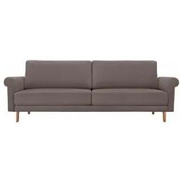 3-Sitzer "CR.450, Designsofa, Loungesofa", beige (beigegrau 534, 26), B:208cm H:85cm T:95cm, NaturLEDER OSKAR (echtes Rindsleder);Chenille COCO (72% Polyester 15% Baumwolle 13% Polyacryl), CREATION BY ROLF BENZ, Sofas, modern Landhaus, Breite 208 cm, F&uuml;&szlig;e in Nussbaum